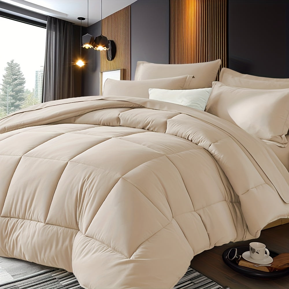 5/7pcs Luxurious Checkered Comforter, Soft Microfiber, Lightweight ...