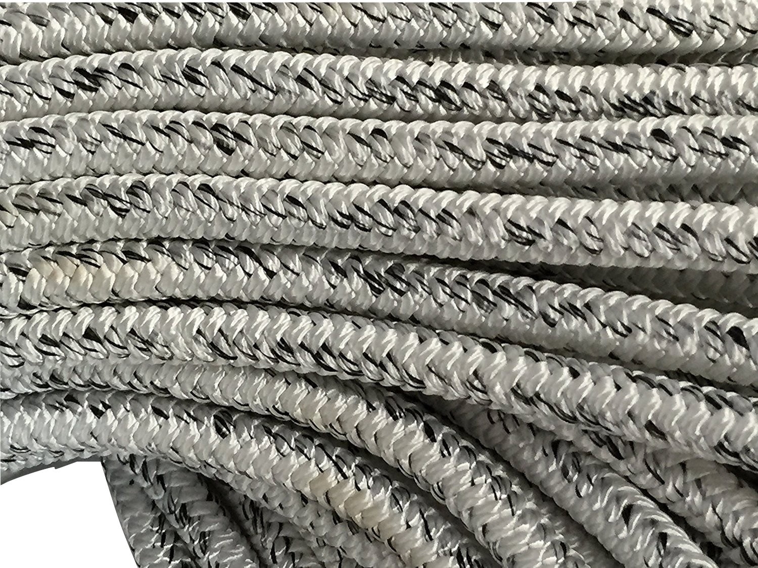 5/8" 12 carrier, 24 Strand Polyester Bull Rope, 150 ft, White/Black ...