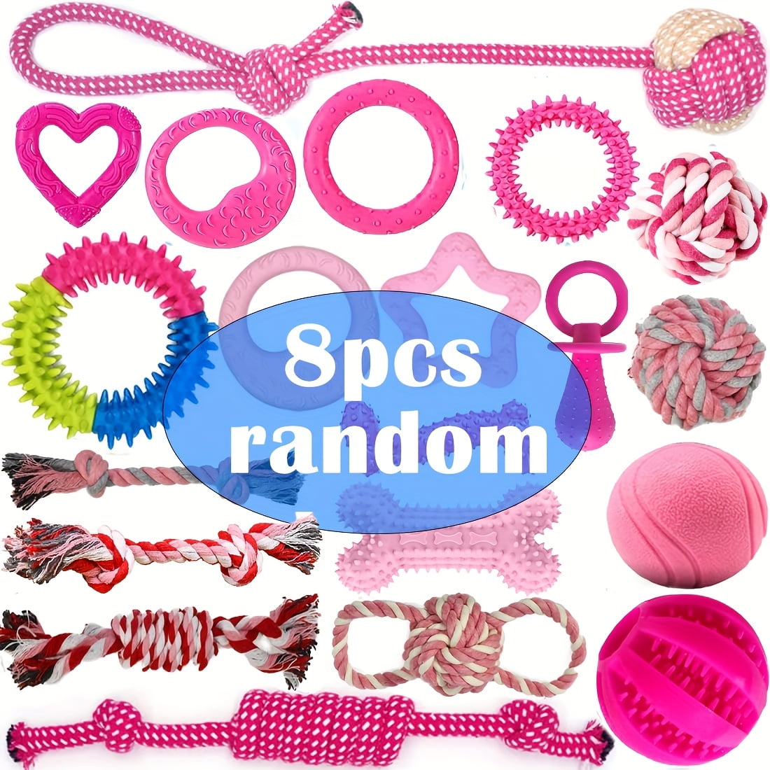 5/8/12pcs Random Pack Pink Puppy Chew Toys - Dog Teething Toys for ...