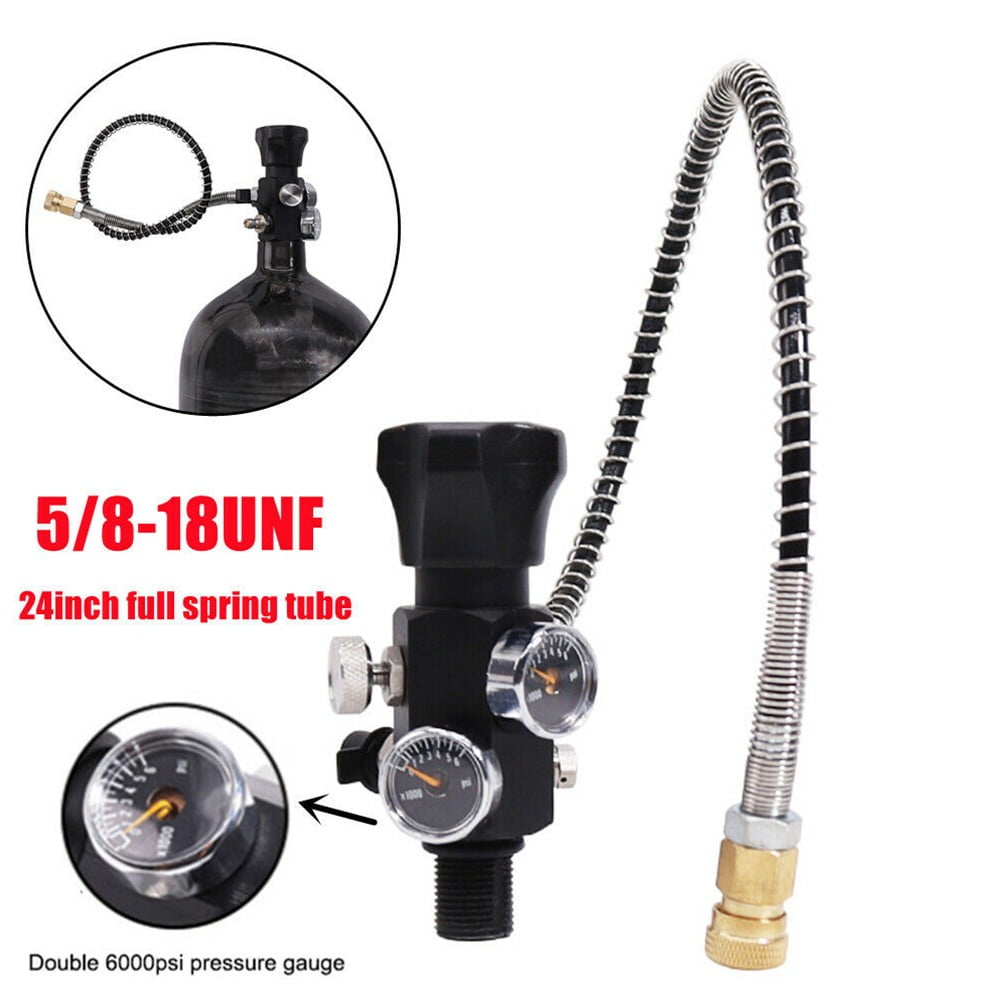 5/8-18UNF Dual Charging Valve PCP Tank Gauge Air Filling Station Refill ...