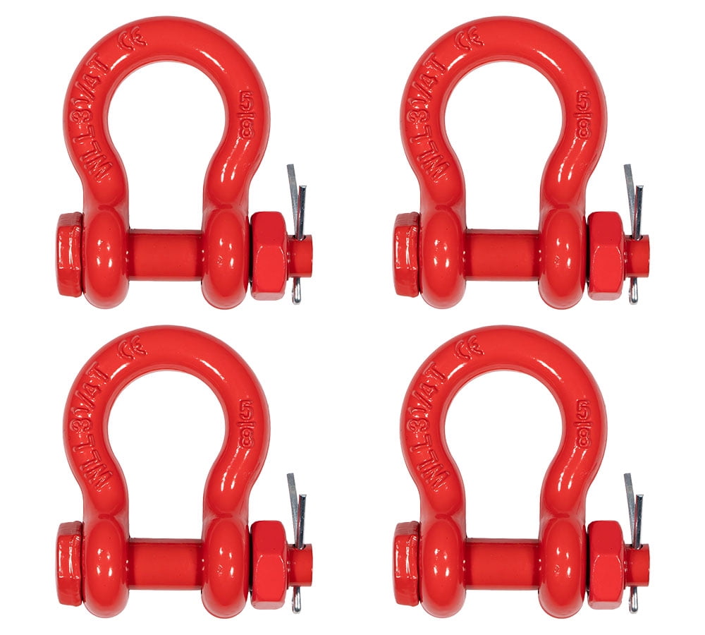4Pcs 5/8" Anchor Shackle Forged Carbon Steel w/ Safety Screw Pin Load ...