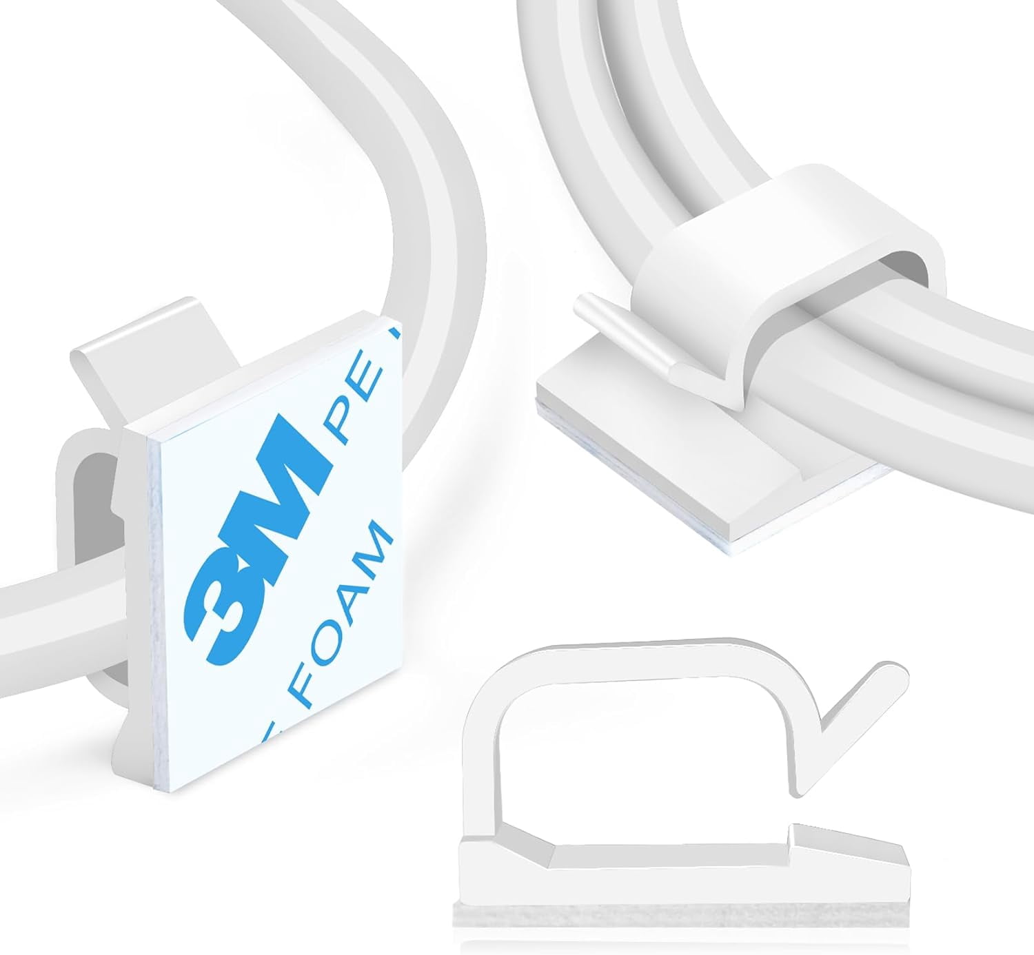 5/8” Adhesive Cord Clips White 60PCS, Outdoor Christmas Light Clips ...