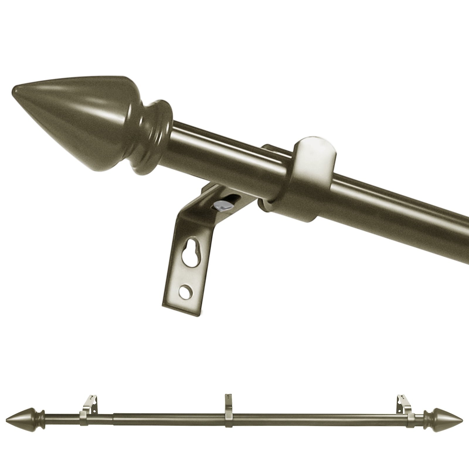 5/8" Adjustable Lance Drapery Single Curtain Rod Set, Antique Gold, 84 ...