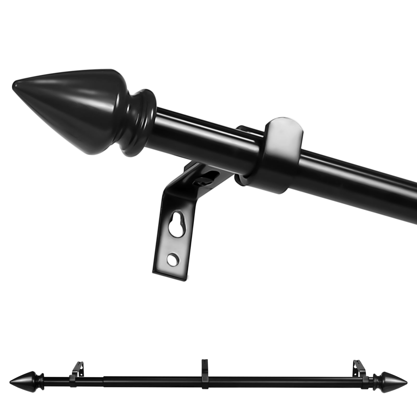 5/8" Adjustable Lance Drapery Single Curtain Rod Set, Black, 84"-120 ...
