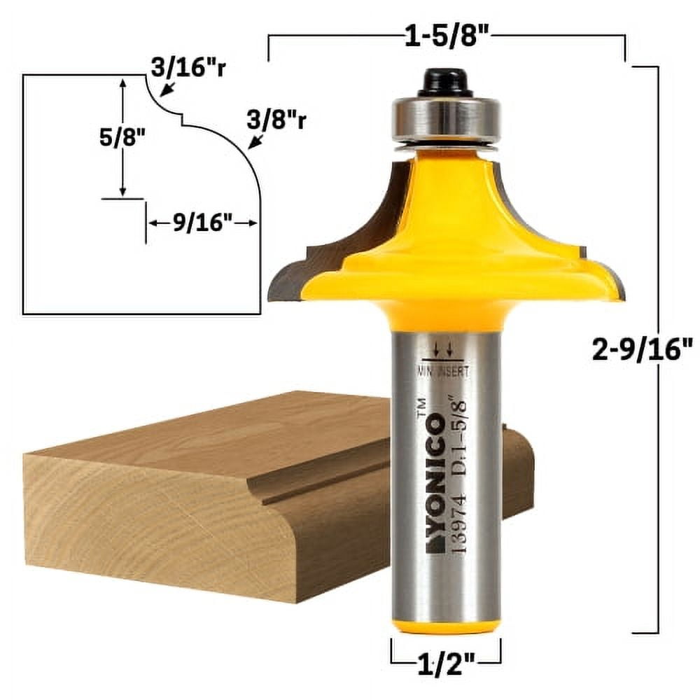 5/8" Classical Ogee Edge Forming Router Bit - 1/2" Shank - Yonico 13974 ...