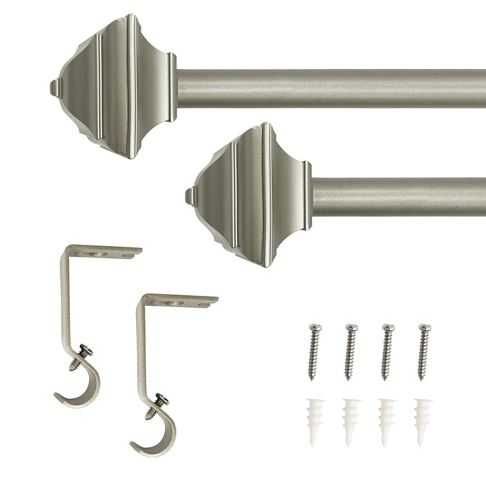 Bed Bath & Beyond 5/8 Inch Silver Drapery Rod Set with Square Finials ...