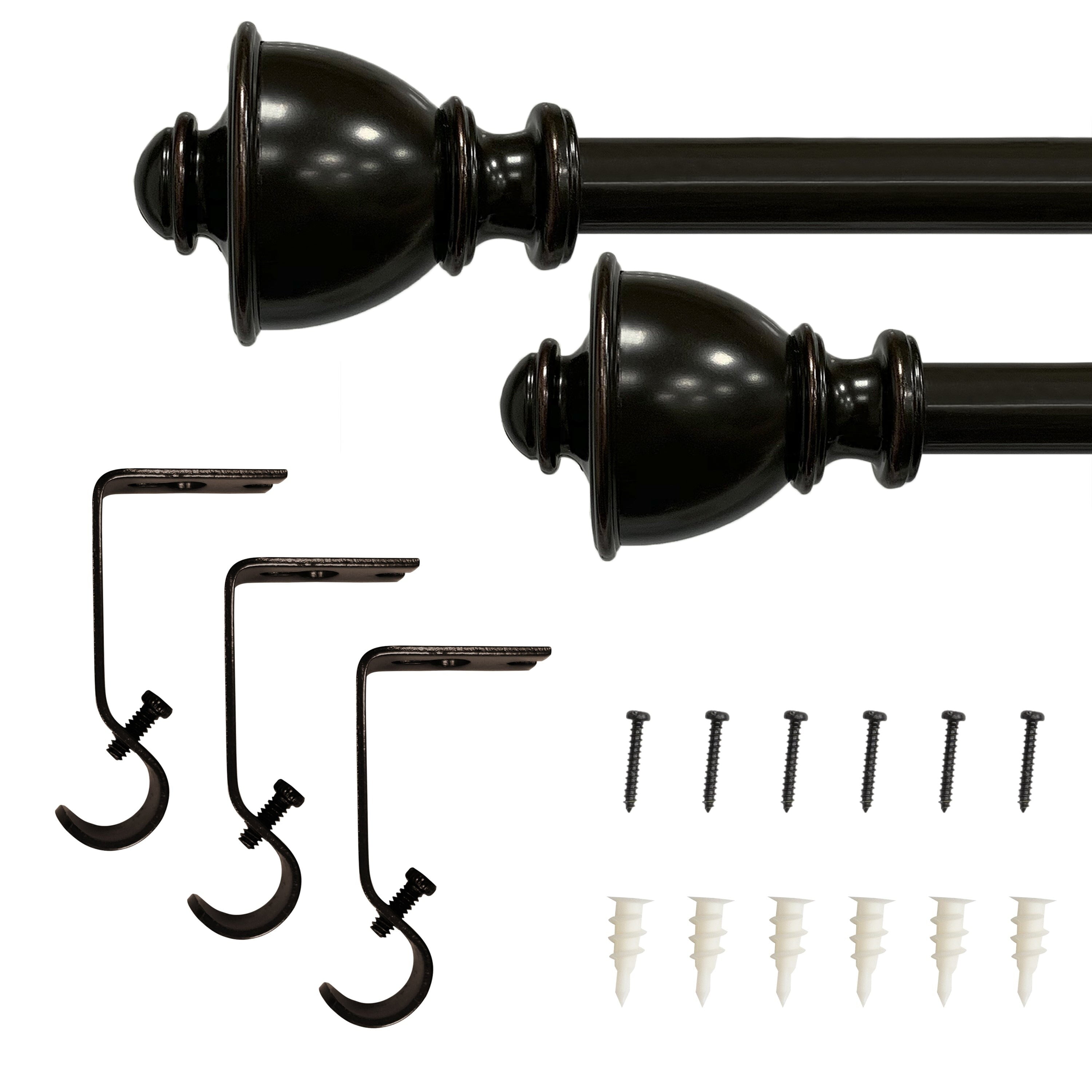 5/8" Drapery Single Curtain Rod Set with Decorative Urn Finials_Oil ...