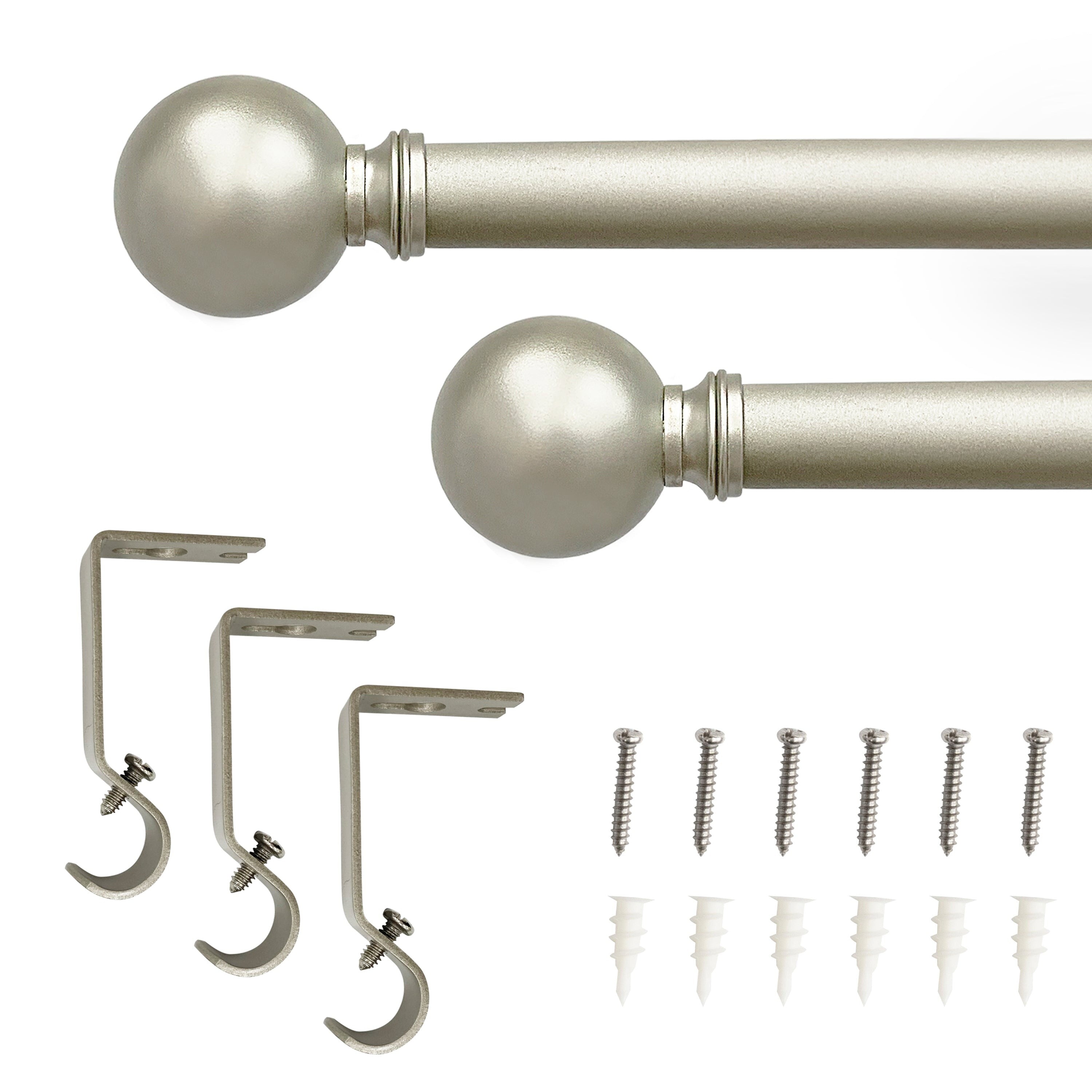 Bed Bath & Beyond Silver Drapery Curtain Rod Set with Sphere Finials 48 ...