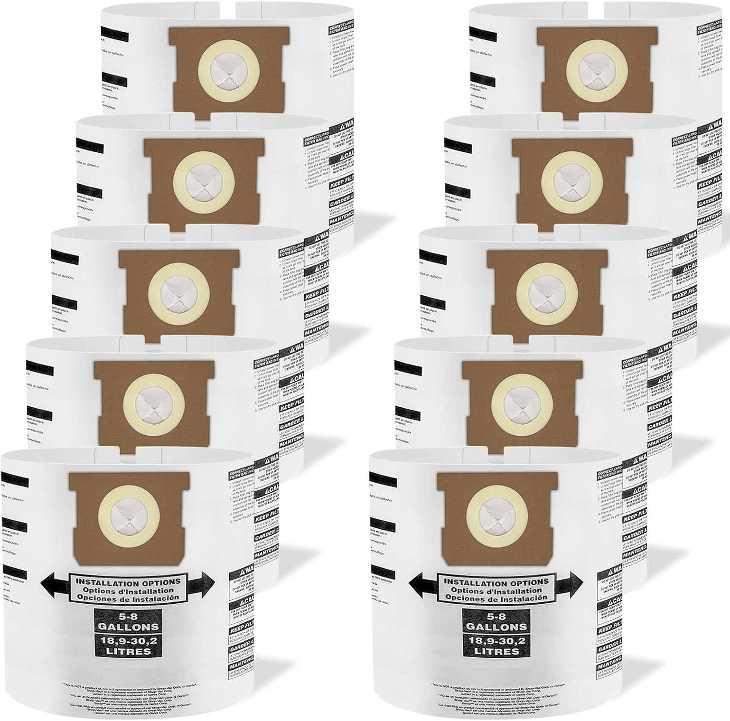 5-8 Gallon Disposable Filter Bags, 10-Pack， 90661, 90671 ，Compatible ...