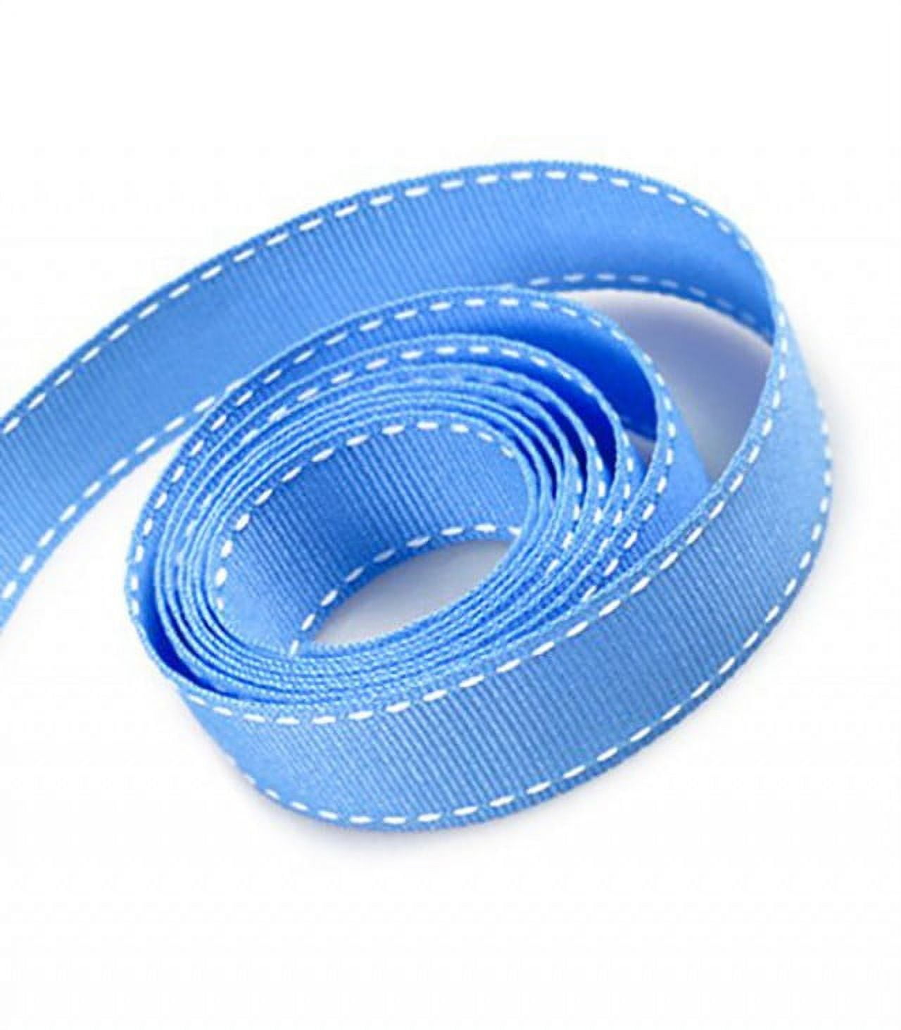 5/8 Inch Capri Blue Grosgrain Ribbon with White Stitching - Walmart.com