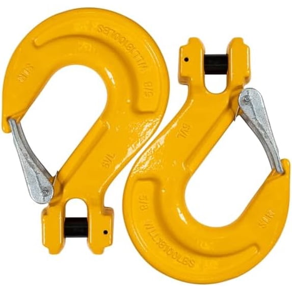 5/8 Inch Clevis Sling Hooks with Latch (2-Pack), G80 Chain Hooks ...