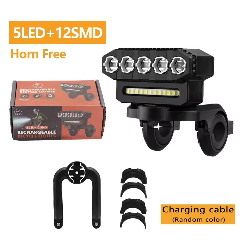 5/8 LED Bicycle Front Light USB Rechargeable 130dB Cycling Bike Horn ...