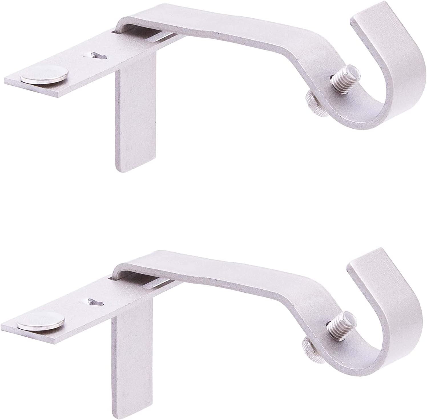 5/8" No Measure Curtain Rod Brackets, Brushed Nickel, 2 Count (Pack of ...