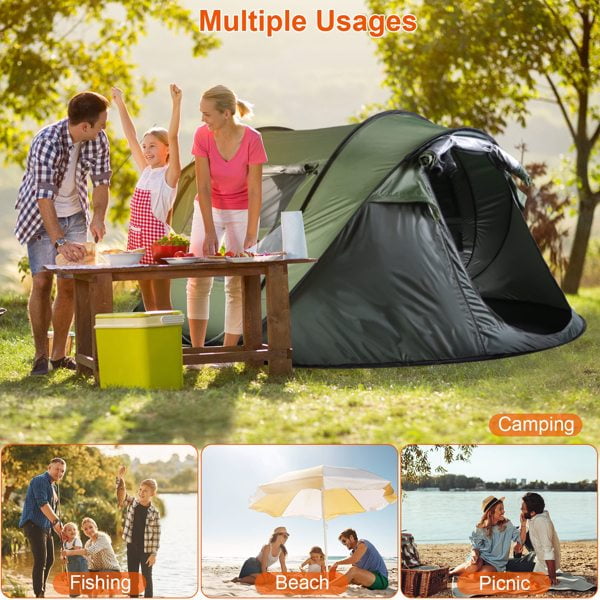 5-8 Person Pop Up Tent Automatic Setup Camping Tent Waterproof Instant Setup Tent with 4 ...
