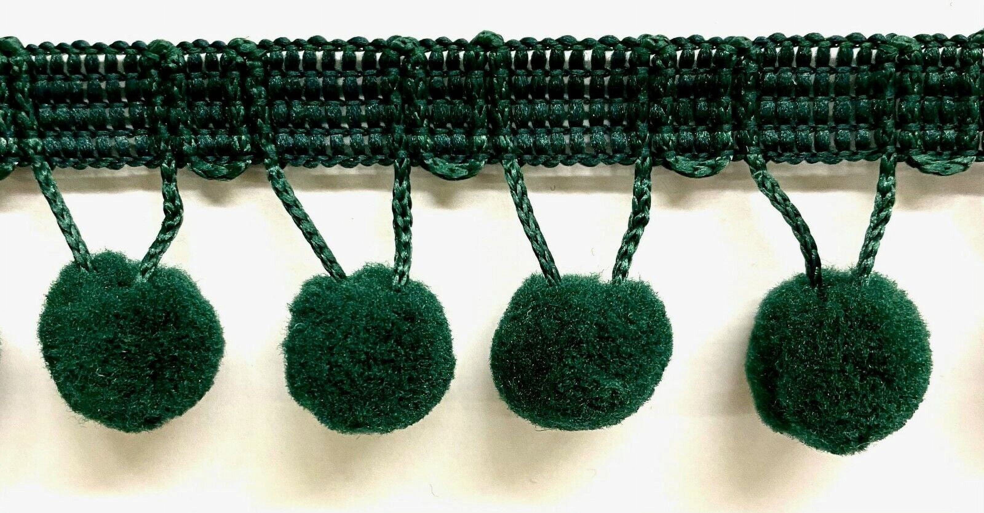 5/8" Pom Pom Poly Ball Fringe- 12 Continuous Yards - Dark Green ...