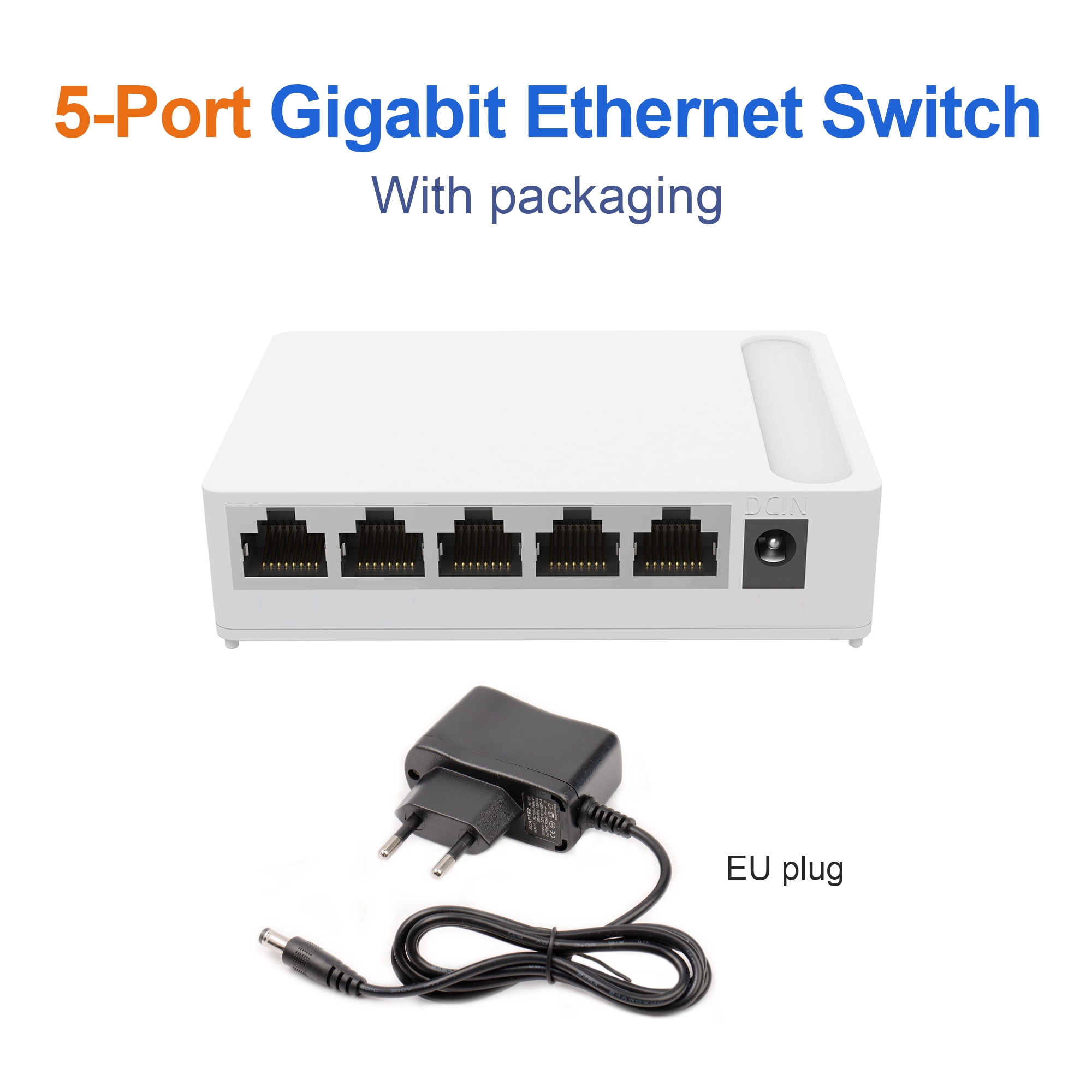 5/8 Port Gigabit Switch 10/100/1000M home network hub with power cable ...