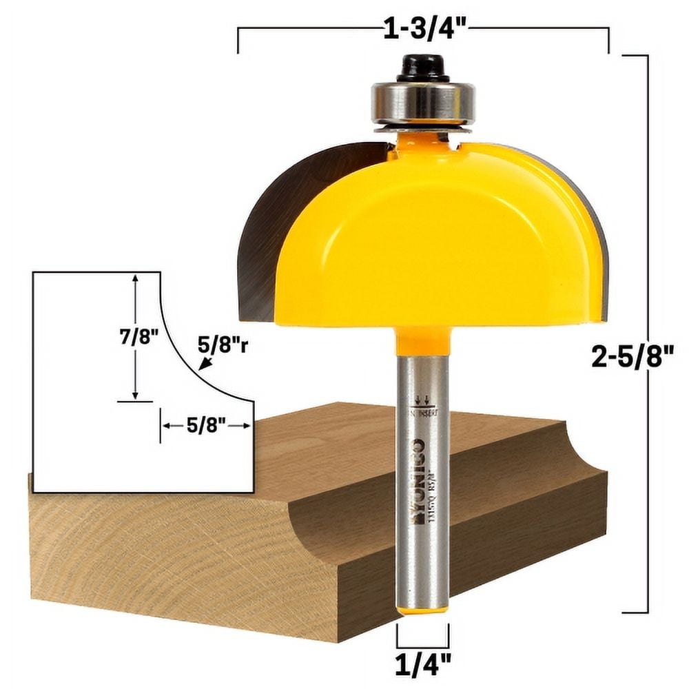 5/8" Radius Cove Edge Forming Router Bit - 1/4" Shank - Yonico 13157q ...