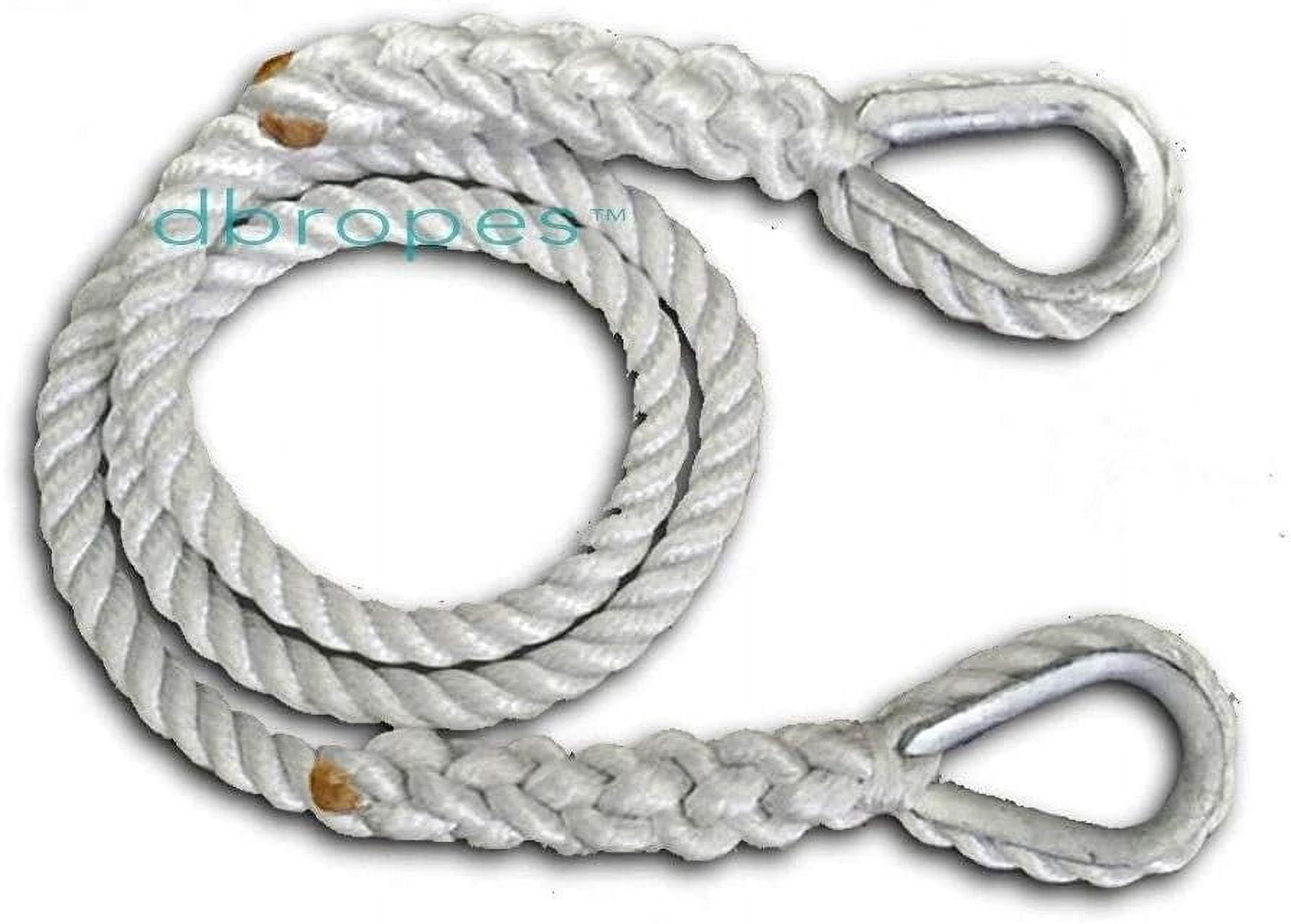5/8" X 18' Three Strand Mooring Line Pendant 100% Nylon Rope with 2 ...