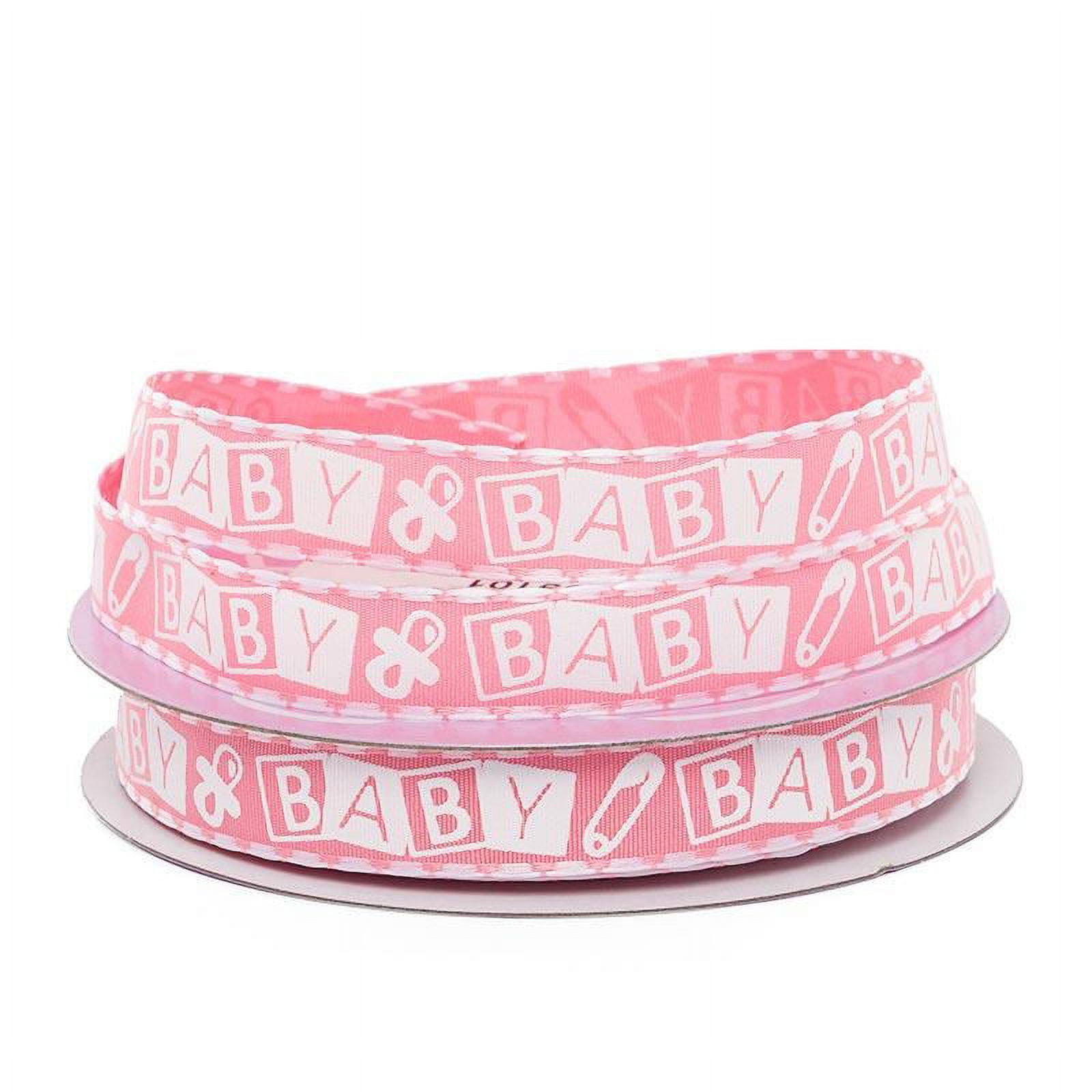 5/8" X 25 Yards Pink/White Baby Girl Grosgrain Ribbon by Paper Mart ...