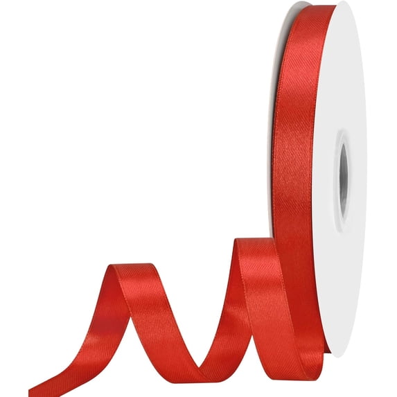 5/8 inch Wide 100 Yards Double Face Red Satin Ribbon Red Fabric Ribbon ...