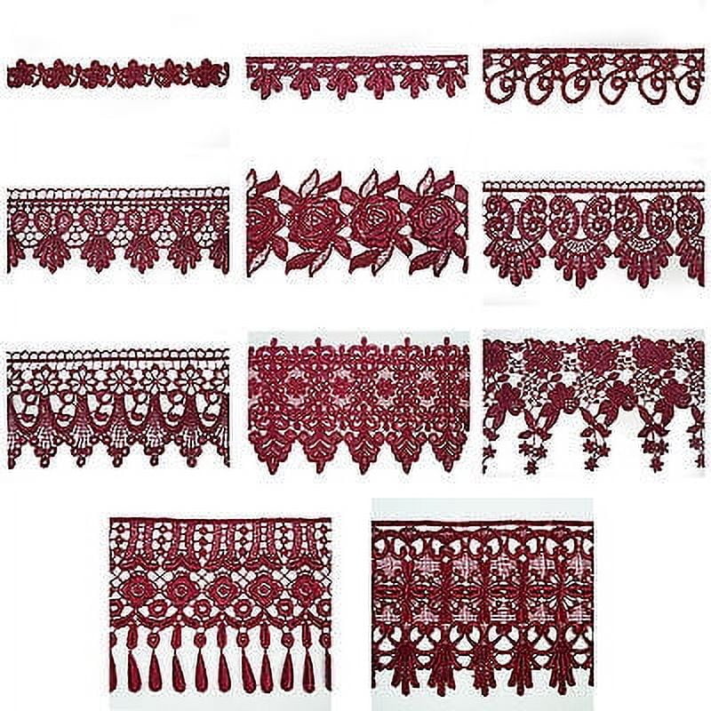 5/8" to 5 1/8" Burgundy Maroon Embroidery Venice Lace Trim DIY Sewing ...