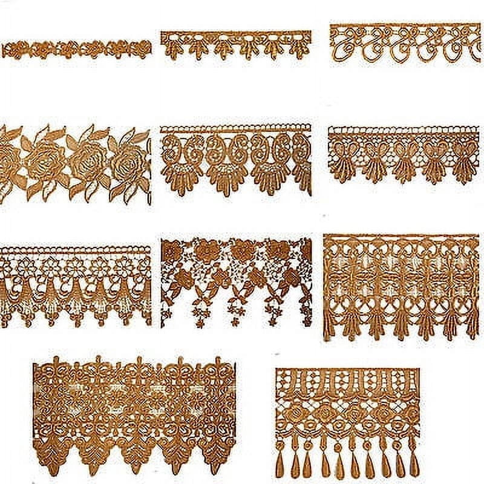5/8" to 5 1/8" Wide Tan Taupe Brown Floral Embroidery Venice Lace Trim ...