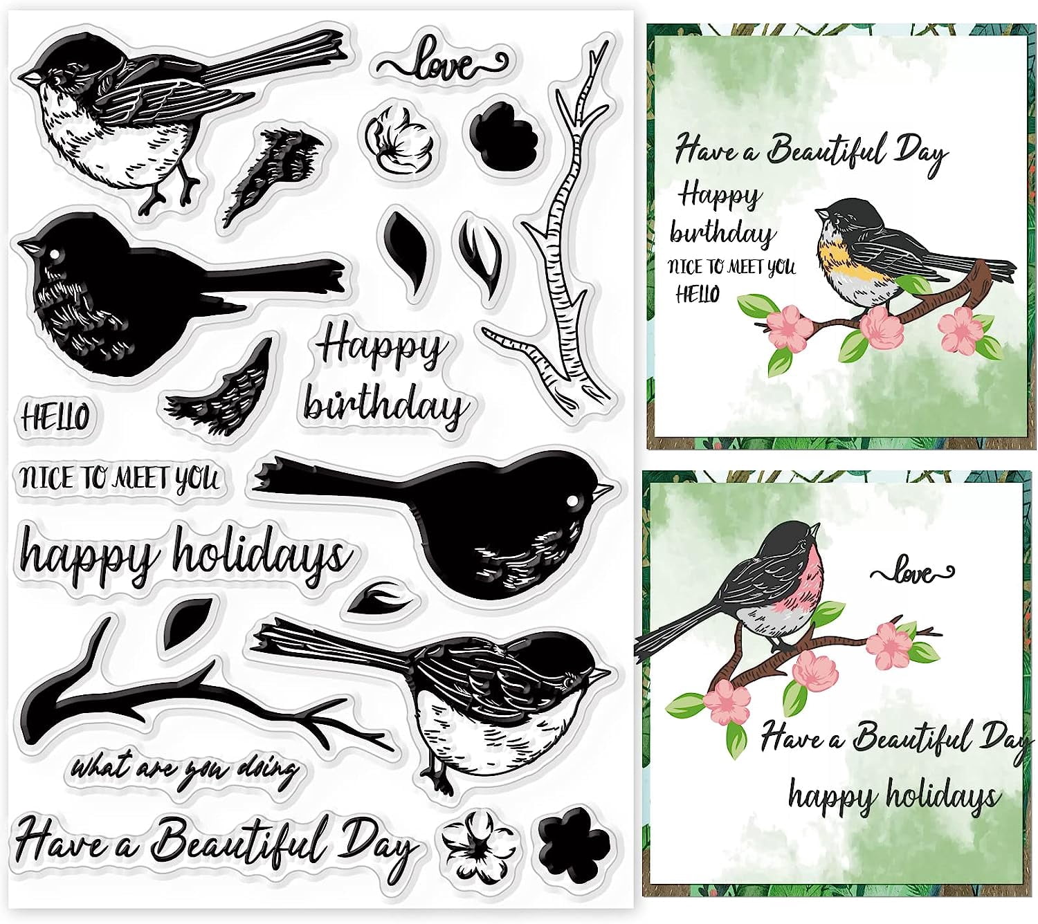 5.82x8.26inch Birds Clear Stamps Wishing Words Silicone Stamps Love ...