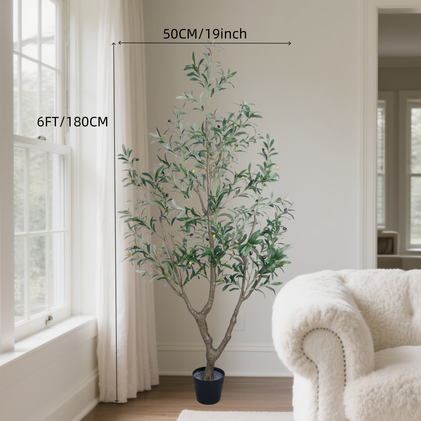 5-8FT Indoor Artificial Olive Tree, Realistic Trunk Branches & Fruits ...