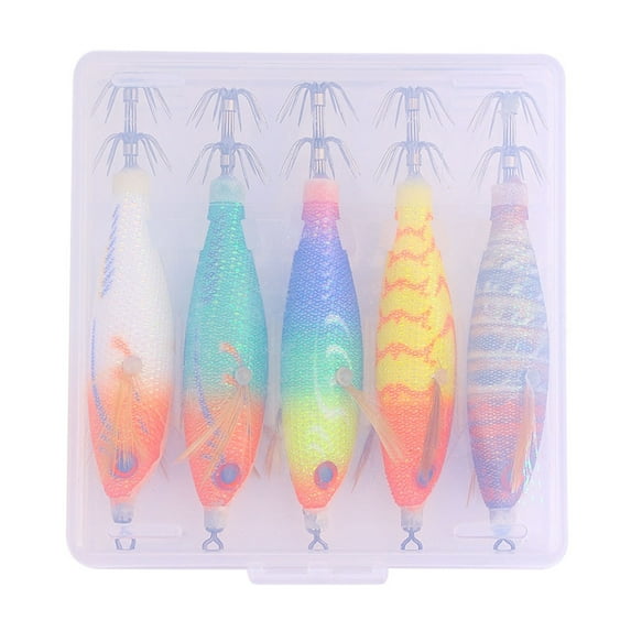 5.8G 8cm Fluorescent Squid Jigs Shrimp Lures Baits Glow Jigs Hook for ...