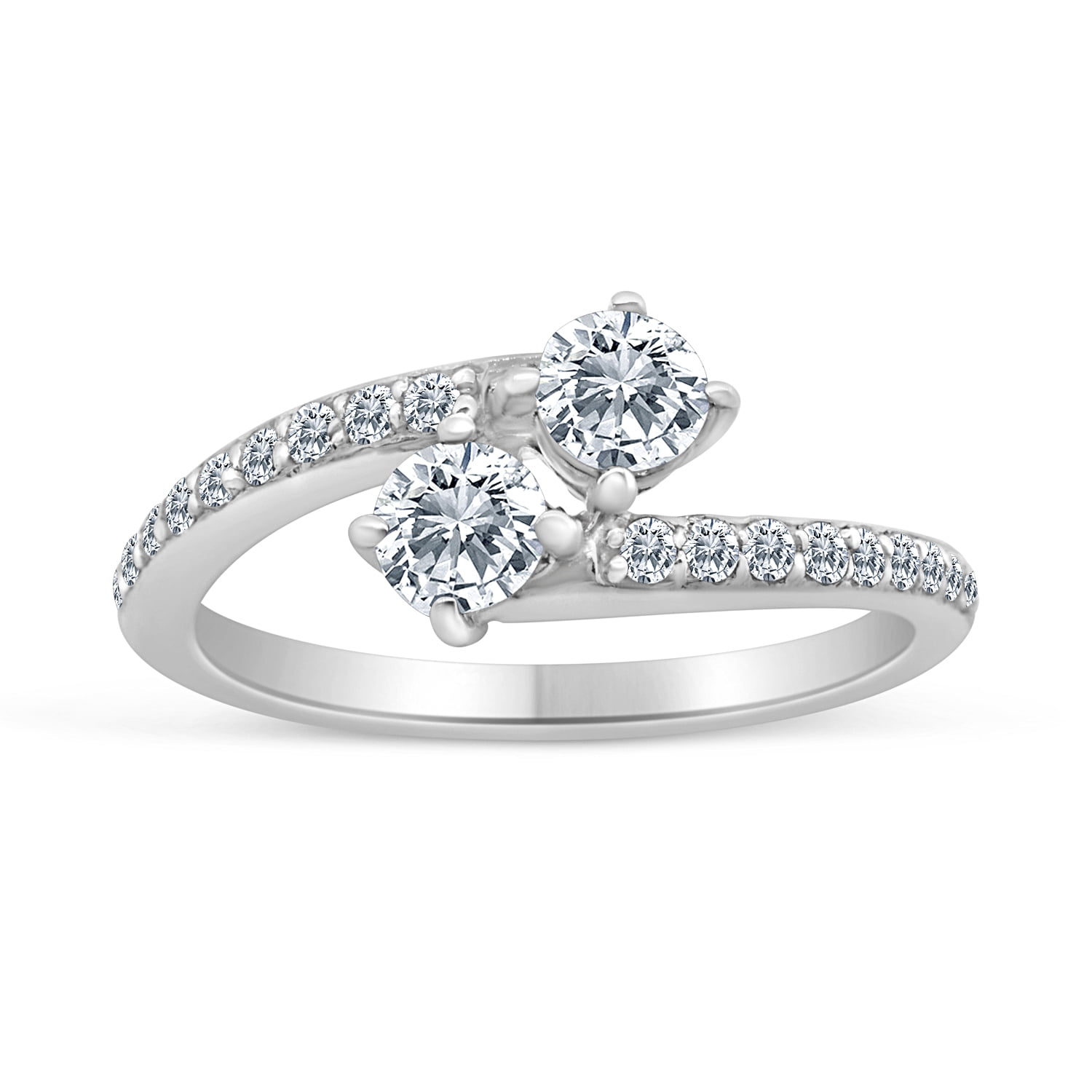 5/8ctw Diamond Two Stone Engagement Ring in 10k White Gold (G-H, I2-I3 ...
