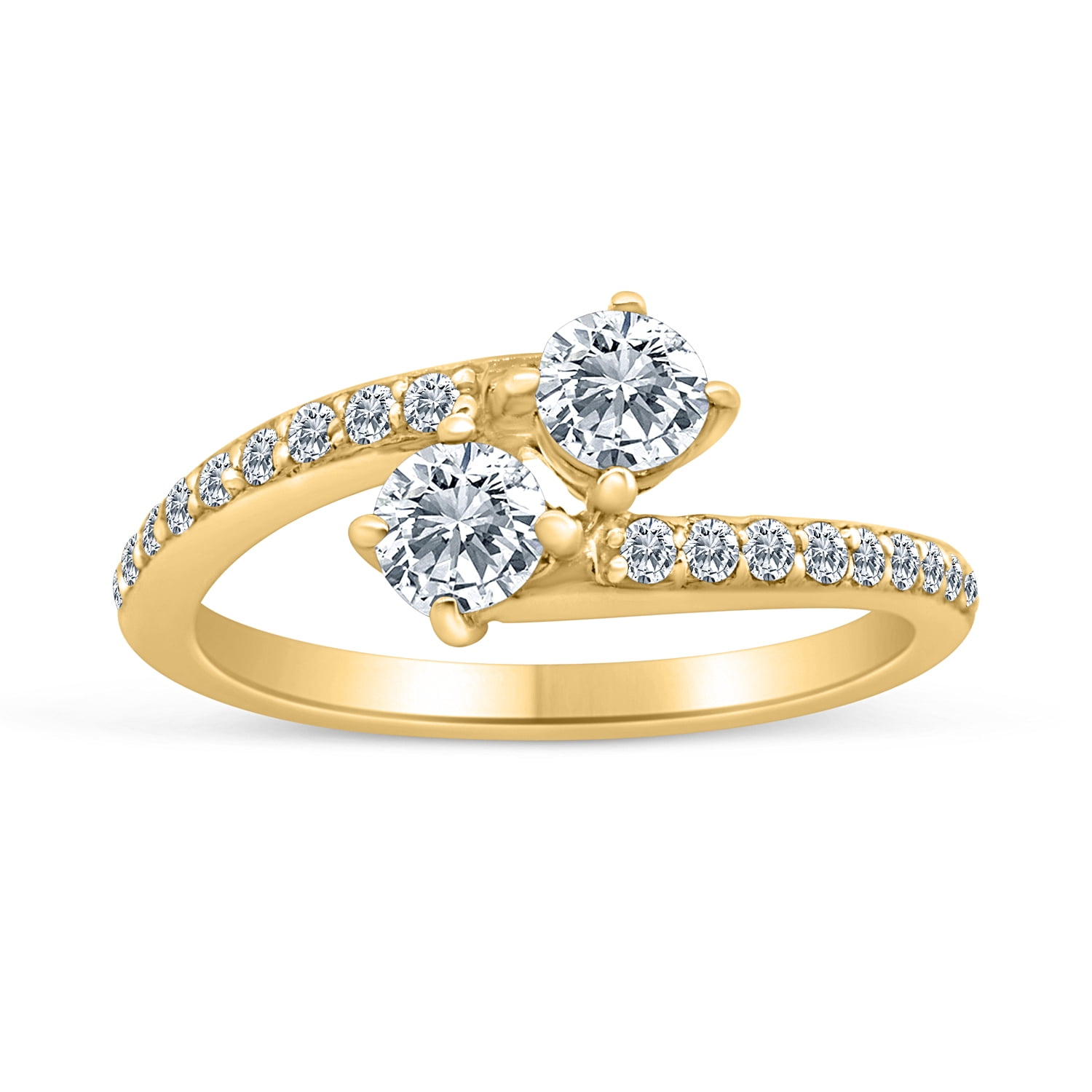 5/8ctw Diamond Two Stone Engagement Ring in 10k Yellow Gold (G-H, I2-I3 ...