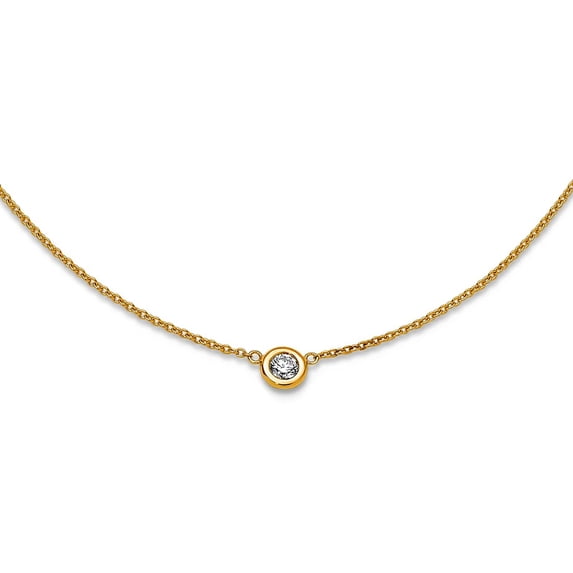 5.8mm 18k Solid Yellow Gold Diamond Bezel 18 Inch Necklace Pendant ...