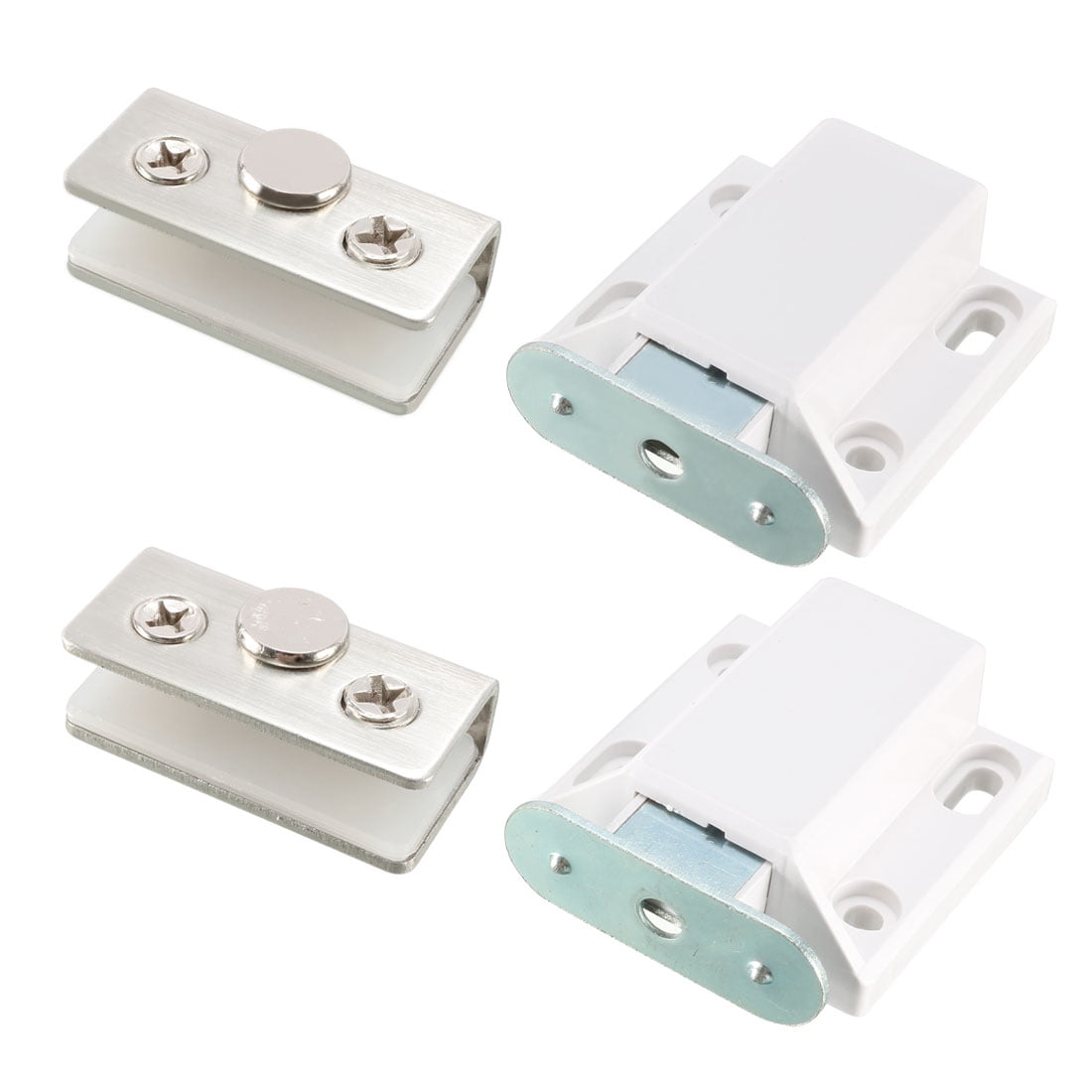 5-8mm Glass Door Magnetic Touch Catch Latch Plastic White with Clamp 4 ...