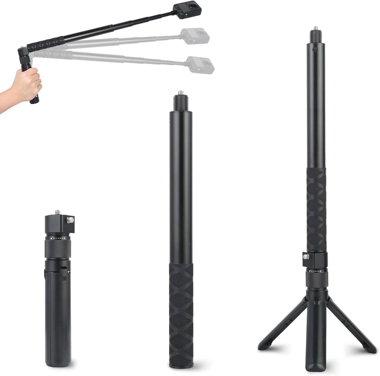 5.9"-47" Bullet Time Handle Tripod Rotating Grip with Invisible Selfie ...