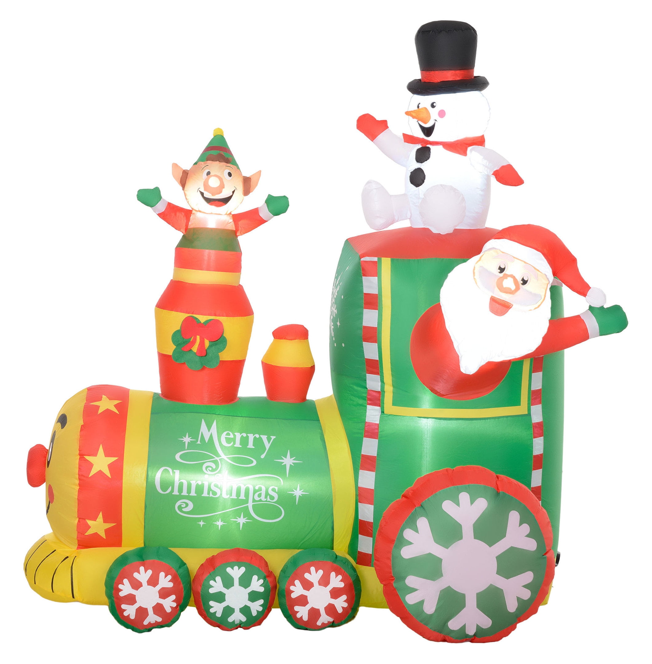 5.9' Christmas Inflatables Train with White LED Lights, Blow-Up Outdoor ...