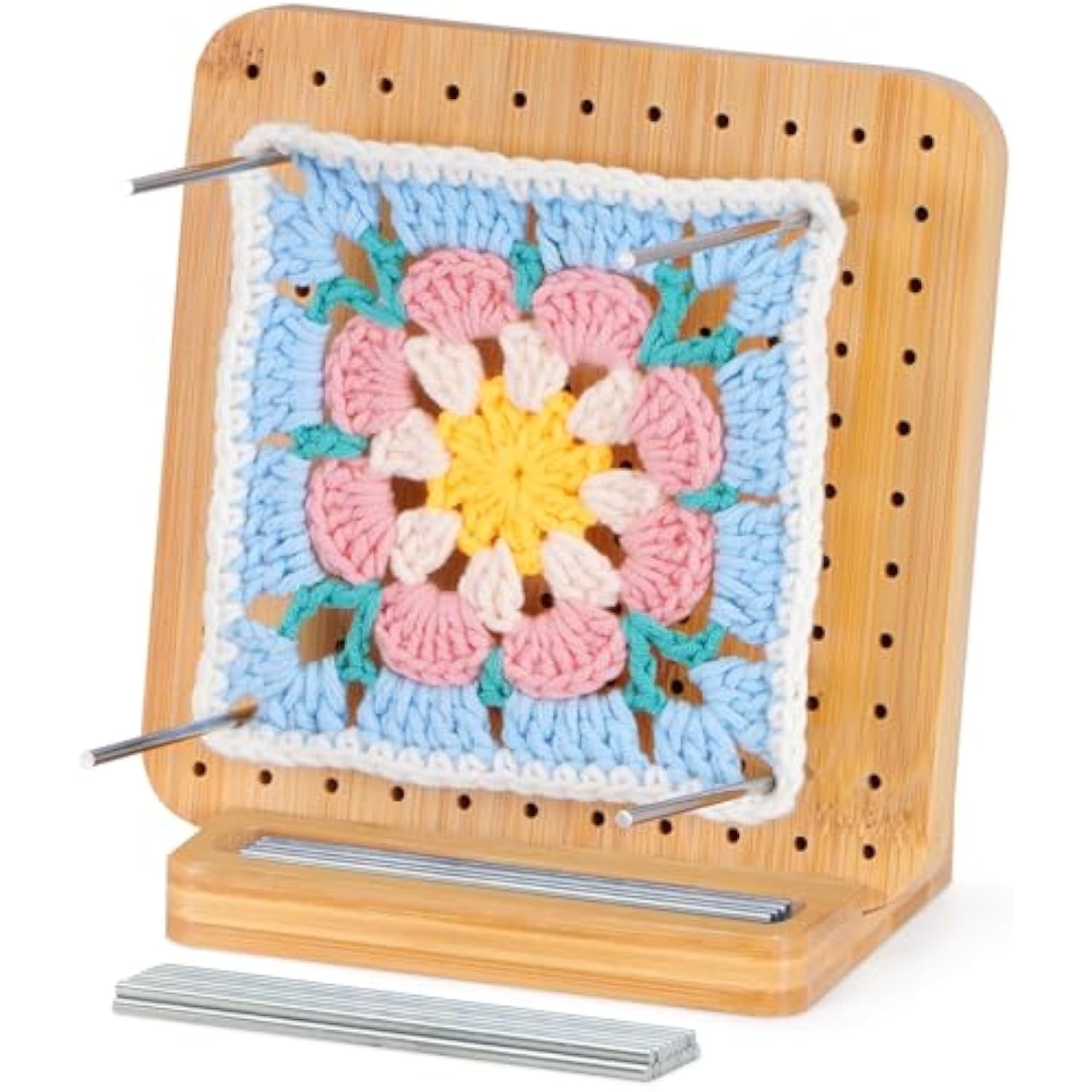 Lifewit 5.9" Crochet Blocking Board with 10 Pegs, Bamboo Granny Square ...