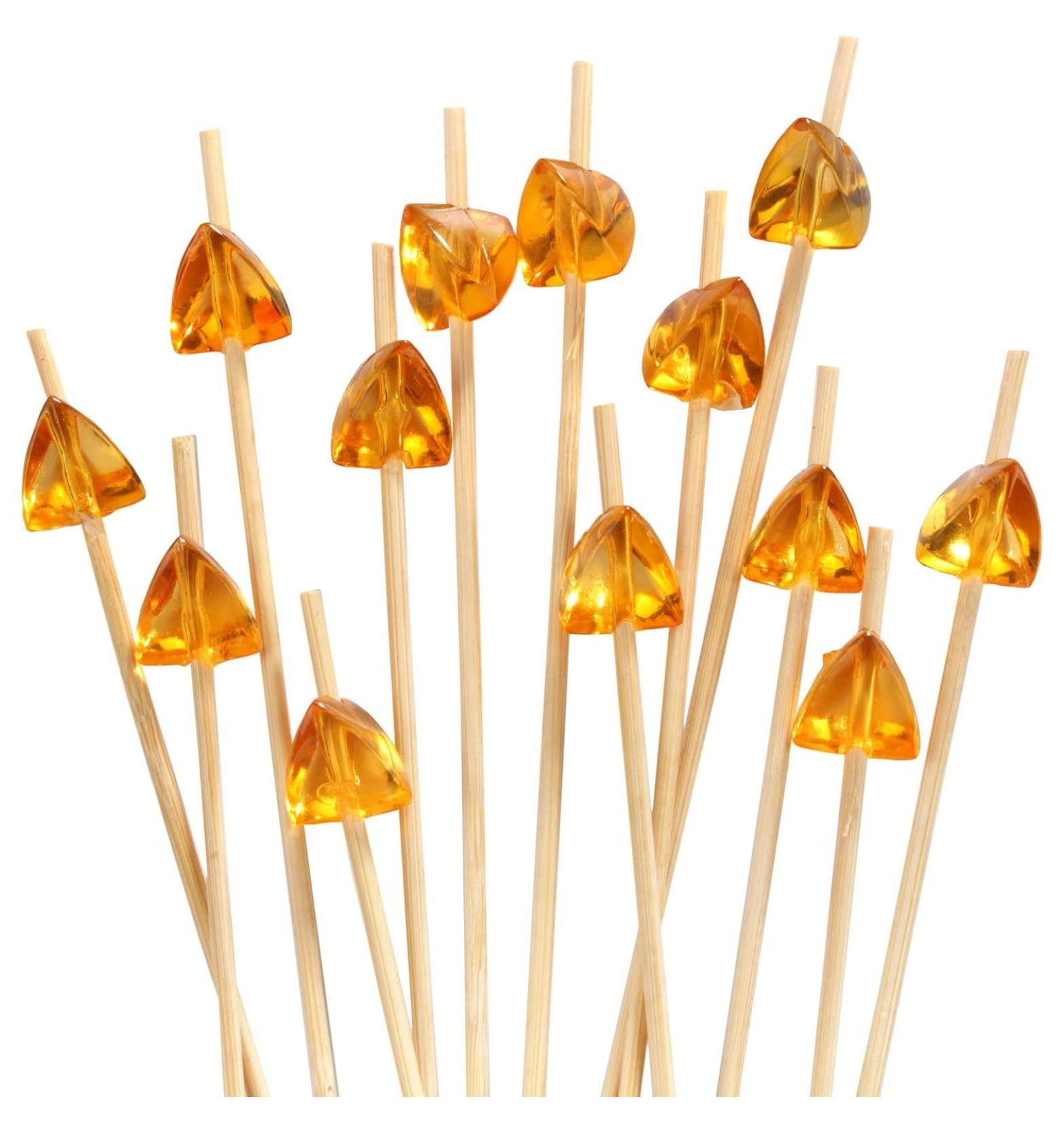 5.9" Decorative Orange Gem End Bamboo Cocktail Fruit Sandwich Picks ...