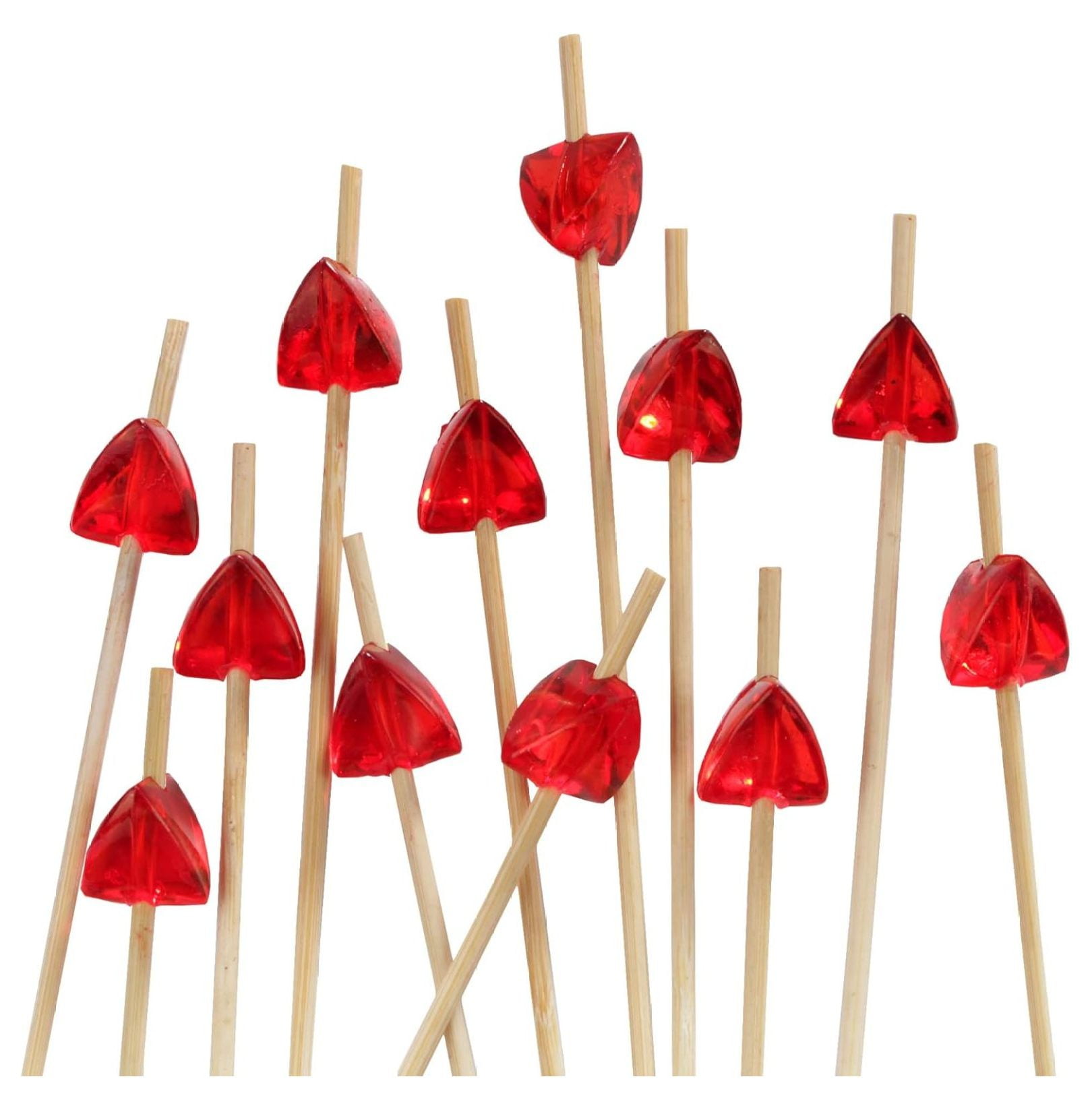 5.9" Decorative Red Gem End Bamboo Cocktail Fruit Sandwich Picks ...