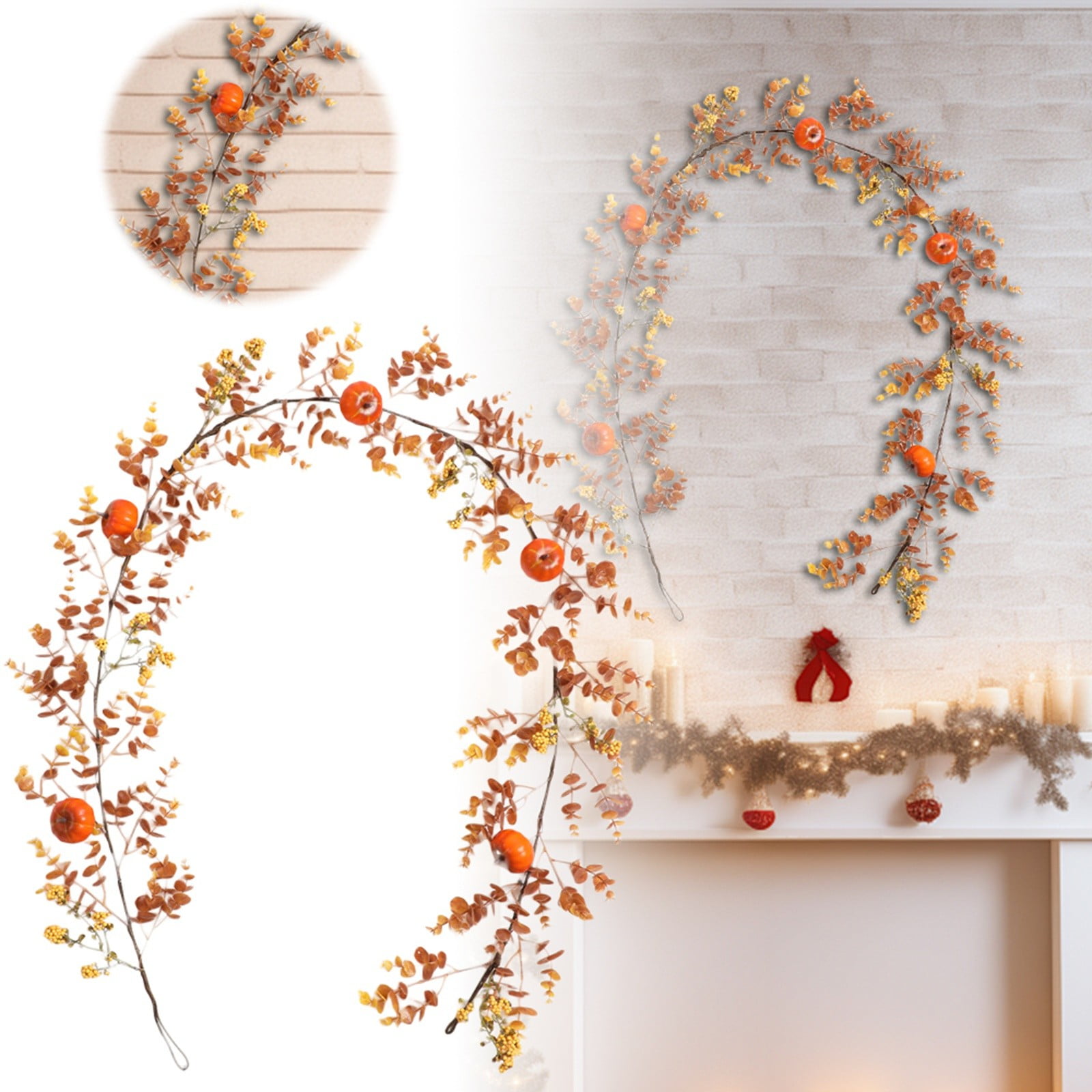 5.9 FT Autumn Pumpkin Garland - Artificial Fall Garland for ...