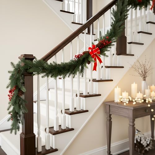 5.9 FT Christmas Artificial Teardrop Swags for Staircase Fireplace Faux ...