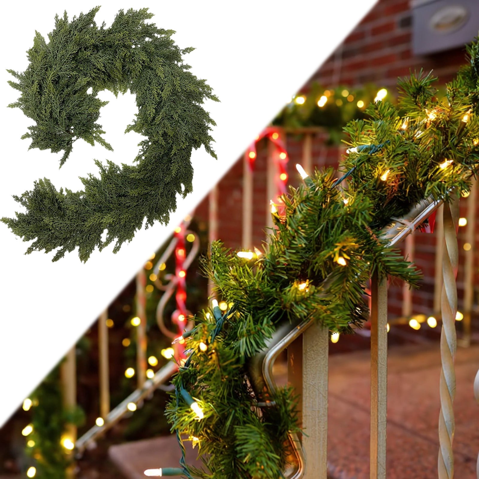 5.9 FT Christmas Garland Artificial Snow Flocked Christmas Decorations ...