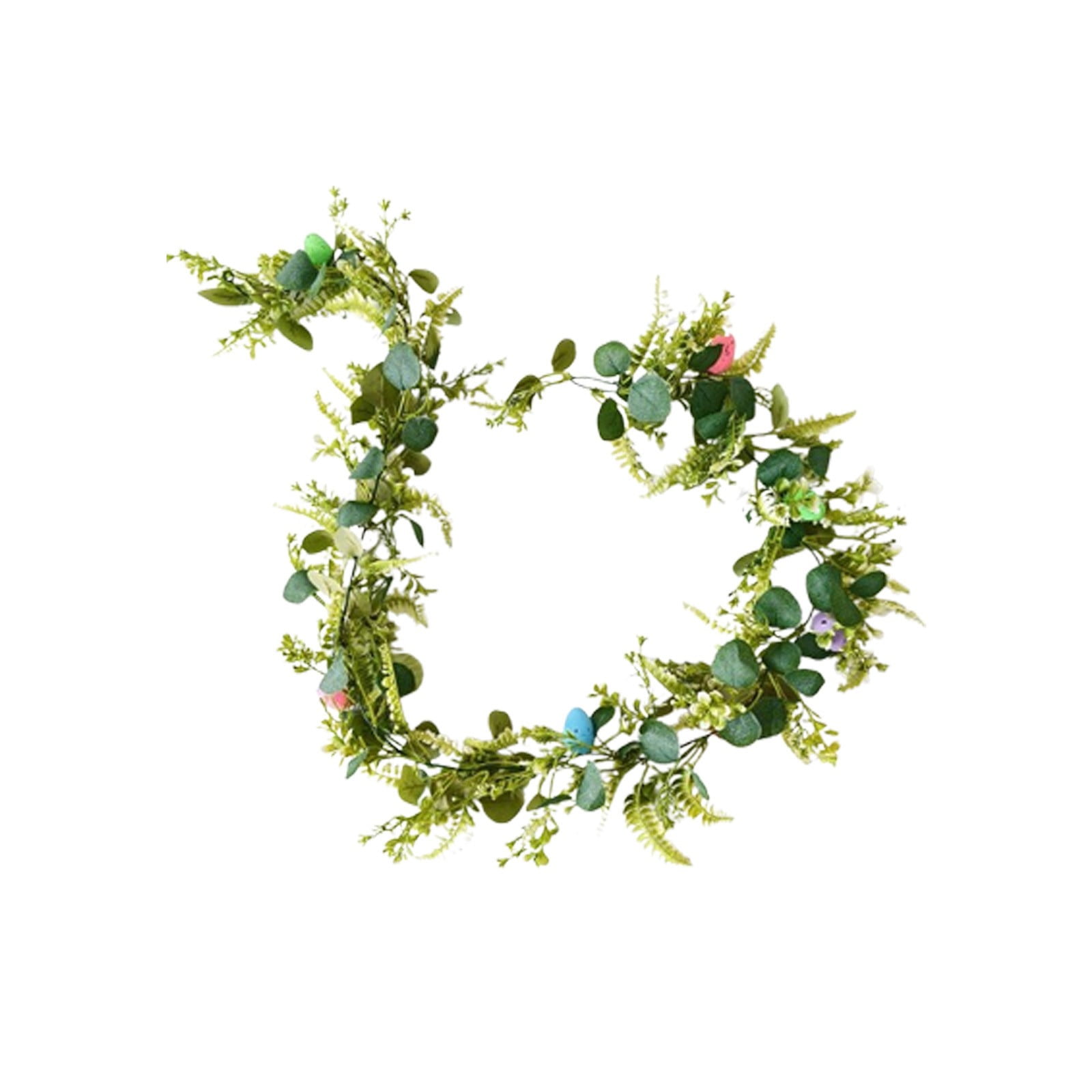 5.9 Feet Easter Eggs Wild Flowers Garland Wreath for Front Door, Spring ...