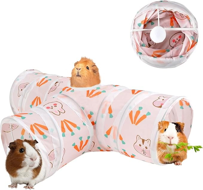5.9" Guinea Pig Tunnels & Tubes Collapsible Pet 3 Way Play Tunnel Toys ...