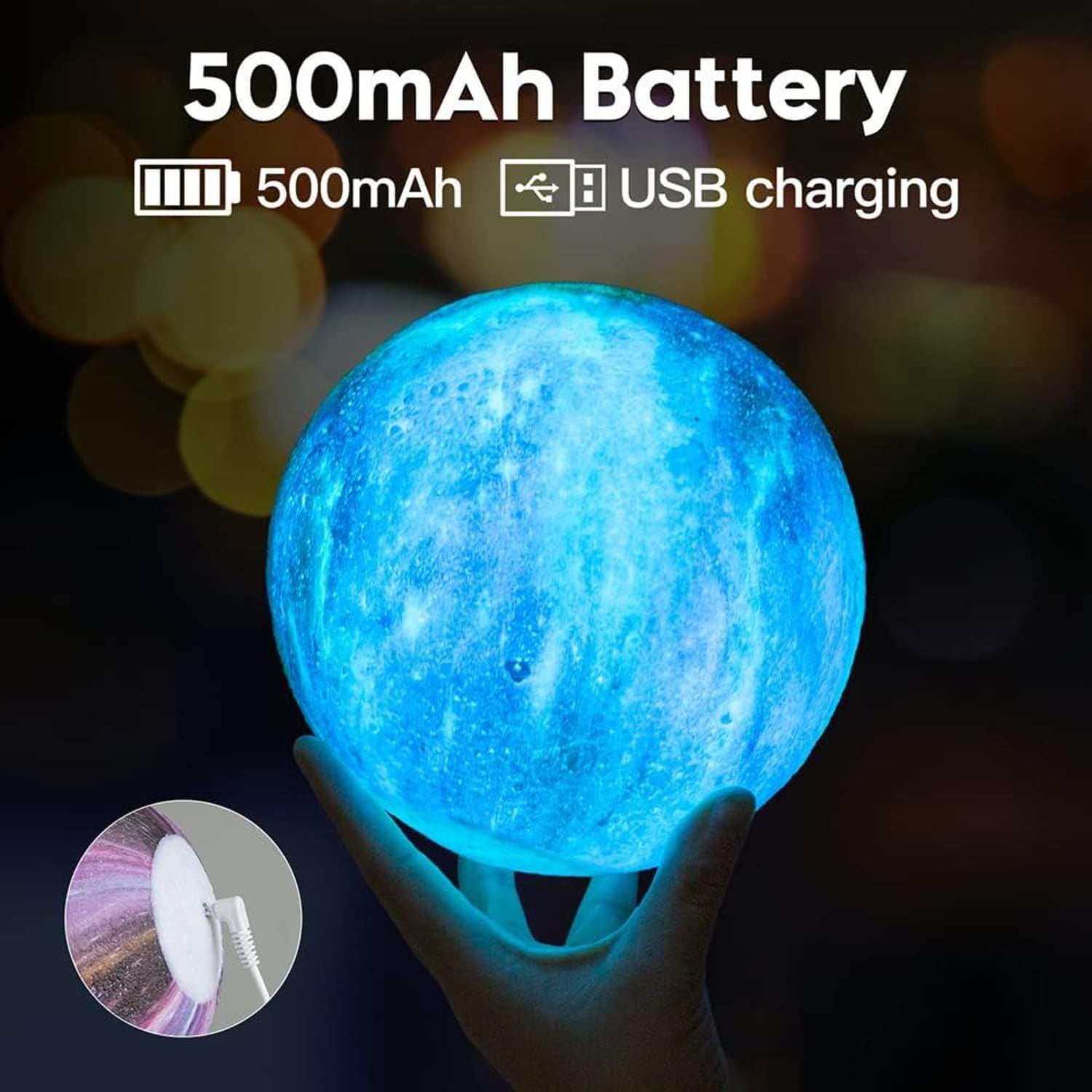 5.9 Inch 3D Moon Galaxy Lamp 16 Colors LED Night Light with Remote and ...