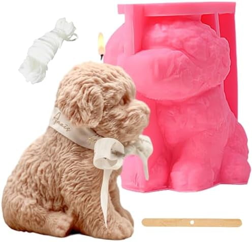 5.9 Inch Large Dog Silicone Molds, Teddy Candle Mold for Soap Soy Wax ...