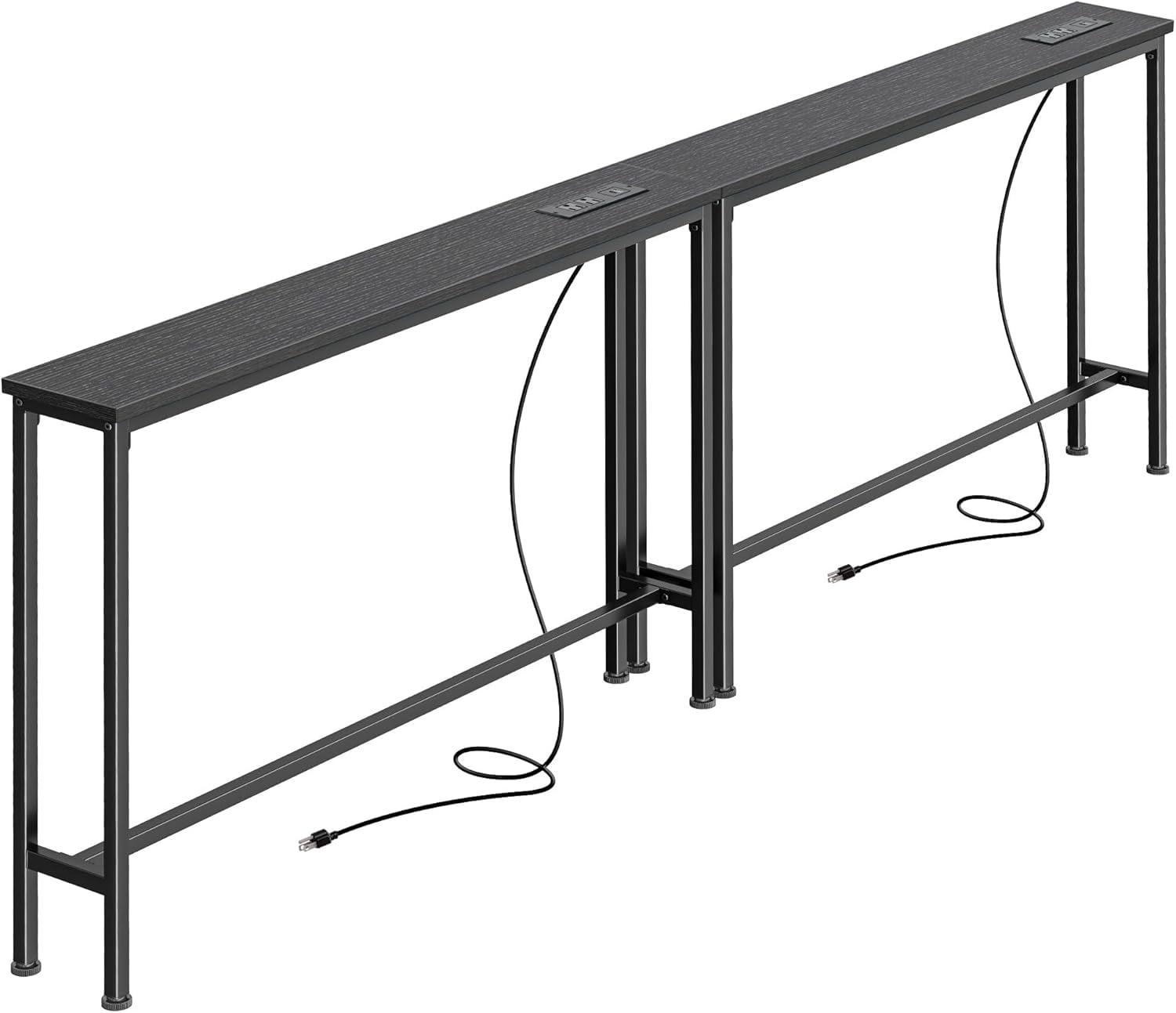 5.9 Inch Narrow Console Table with Outlet, Sofa Table Set of 2, Total ...