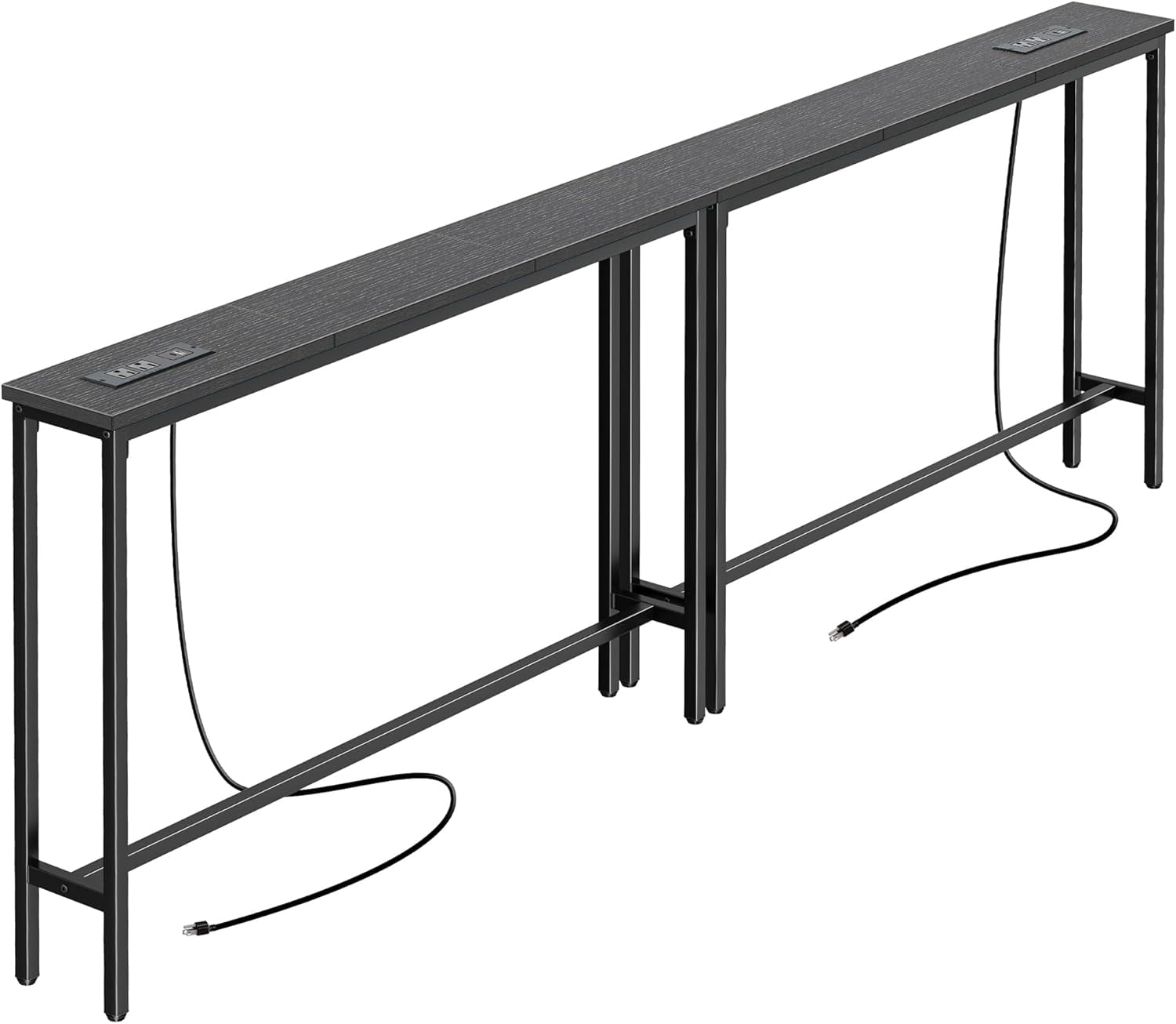 5.9 Inch Narrow Console Table with Outlet, Sofa Table Set of 2, Total ...