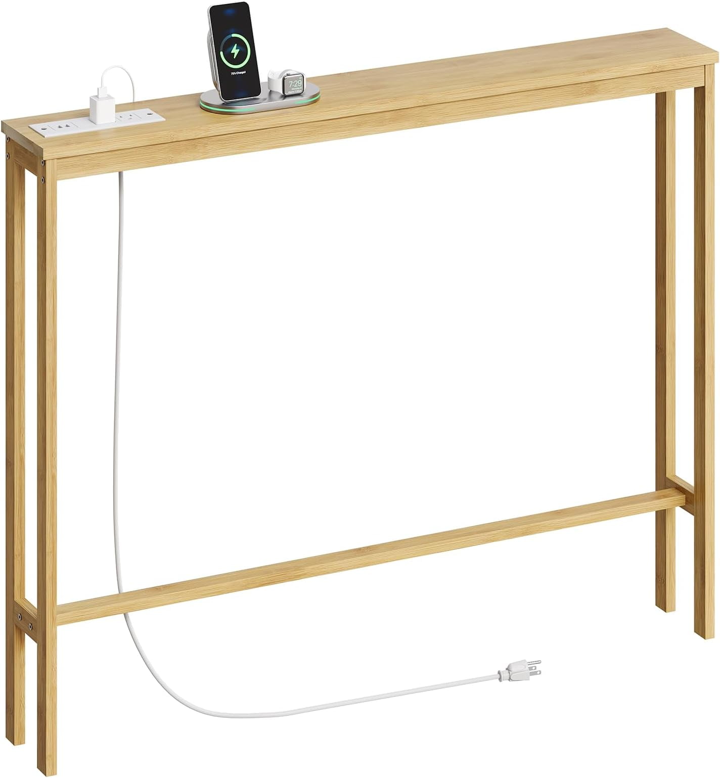 5.9" Narrow Console Sofa Table with Power Outlets, 5.9" Dx39.4 Wx31.1 H ...
