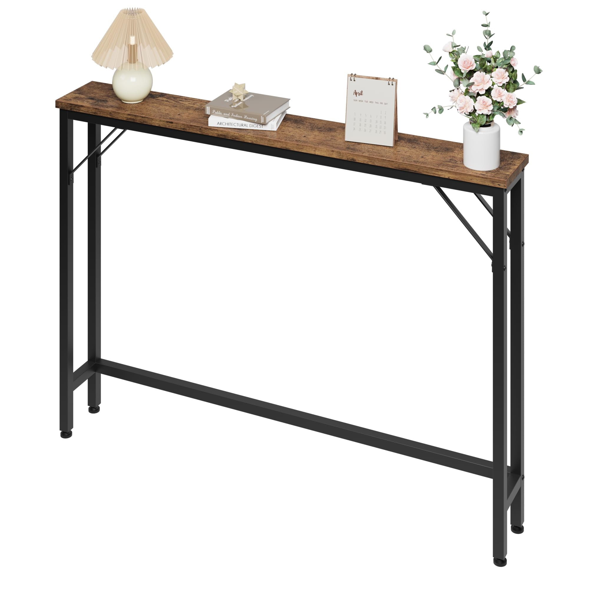5.9" Narrow Sofa Table, Color Block Skinny Console Table, Slim Behind ...