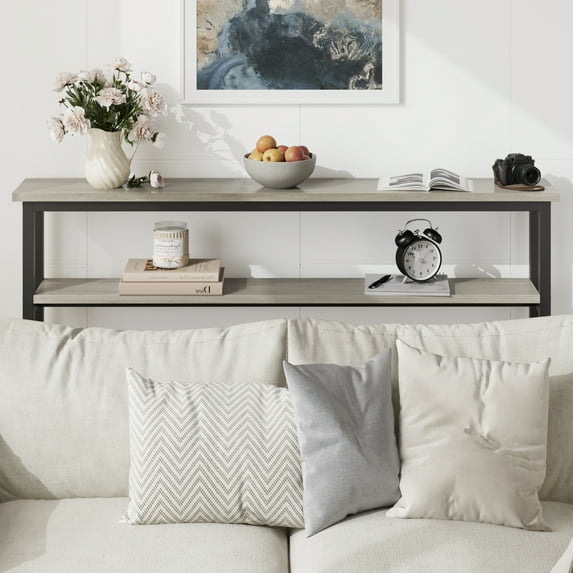 5.9"W Narrow Console Table, 2 Tier Skinny Behind Couch Table for Living ...